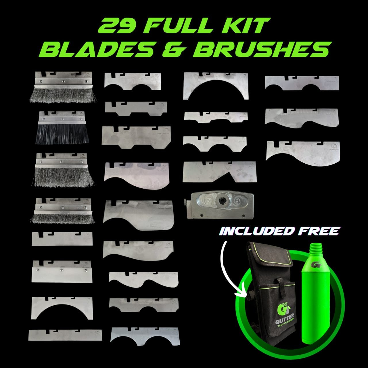 GVS Roof Scraper Head Full Kit - 29 Blades and Brushes - Gutter Vacuum ...