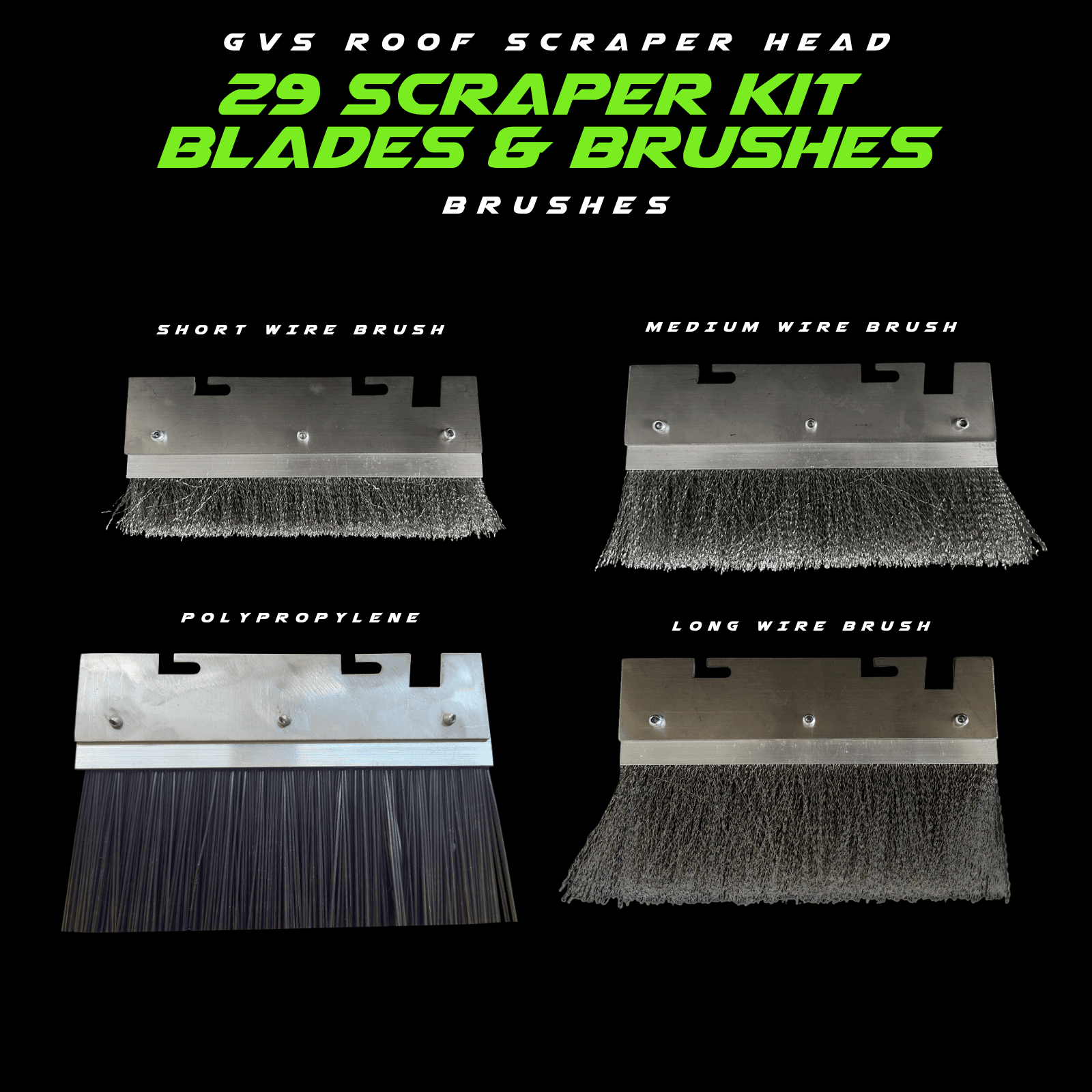 GVS Roof Scraper Head Kit - 29 Blades and Brushes - Gutter Vacuum Systems