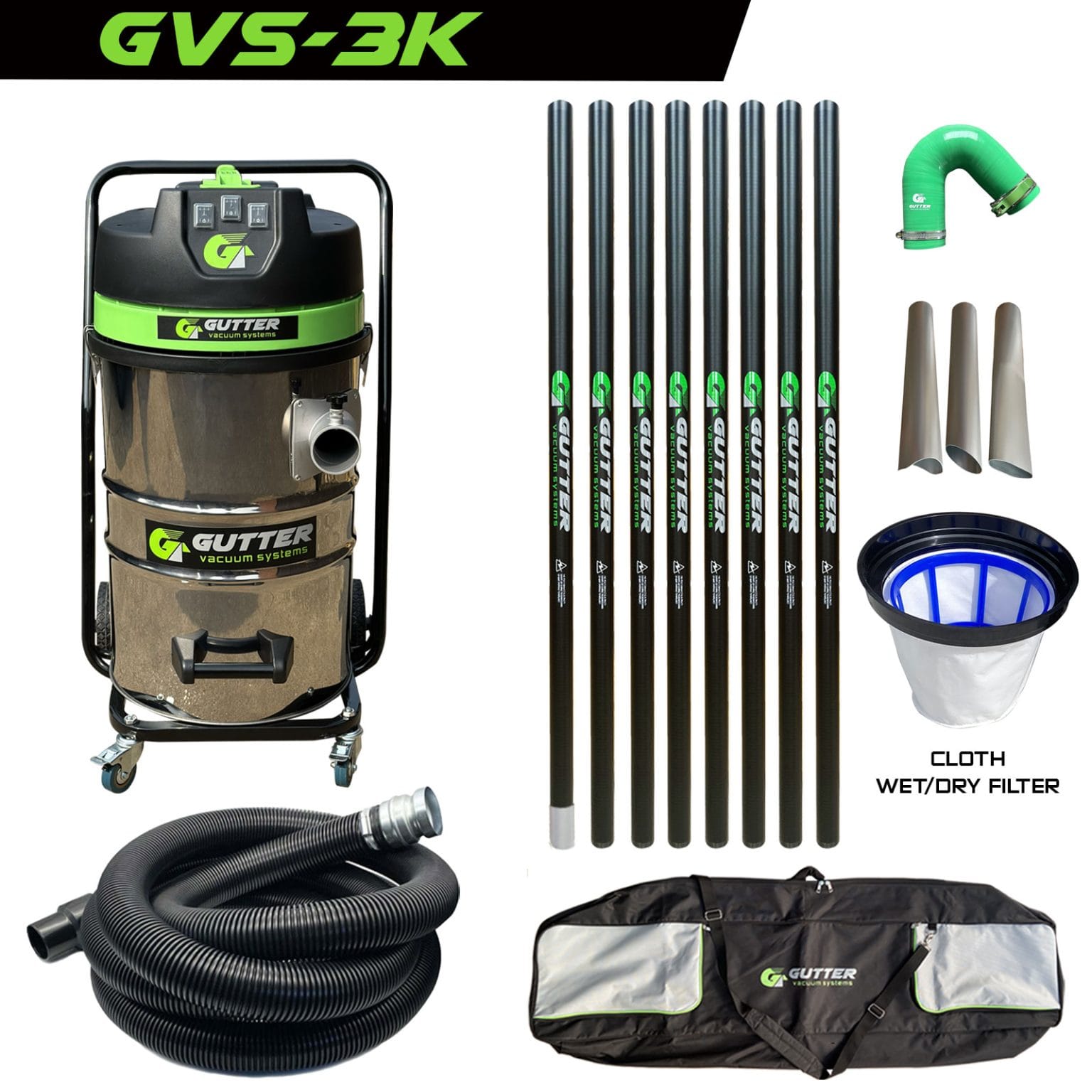 GVS-3K 3000 Watt Gutter Vacuum System | Push Fit Carbon Poles