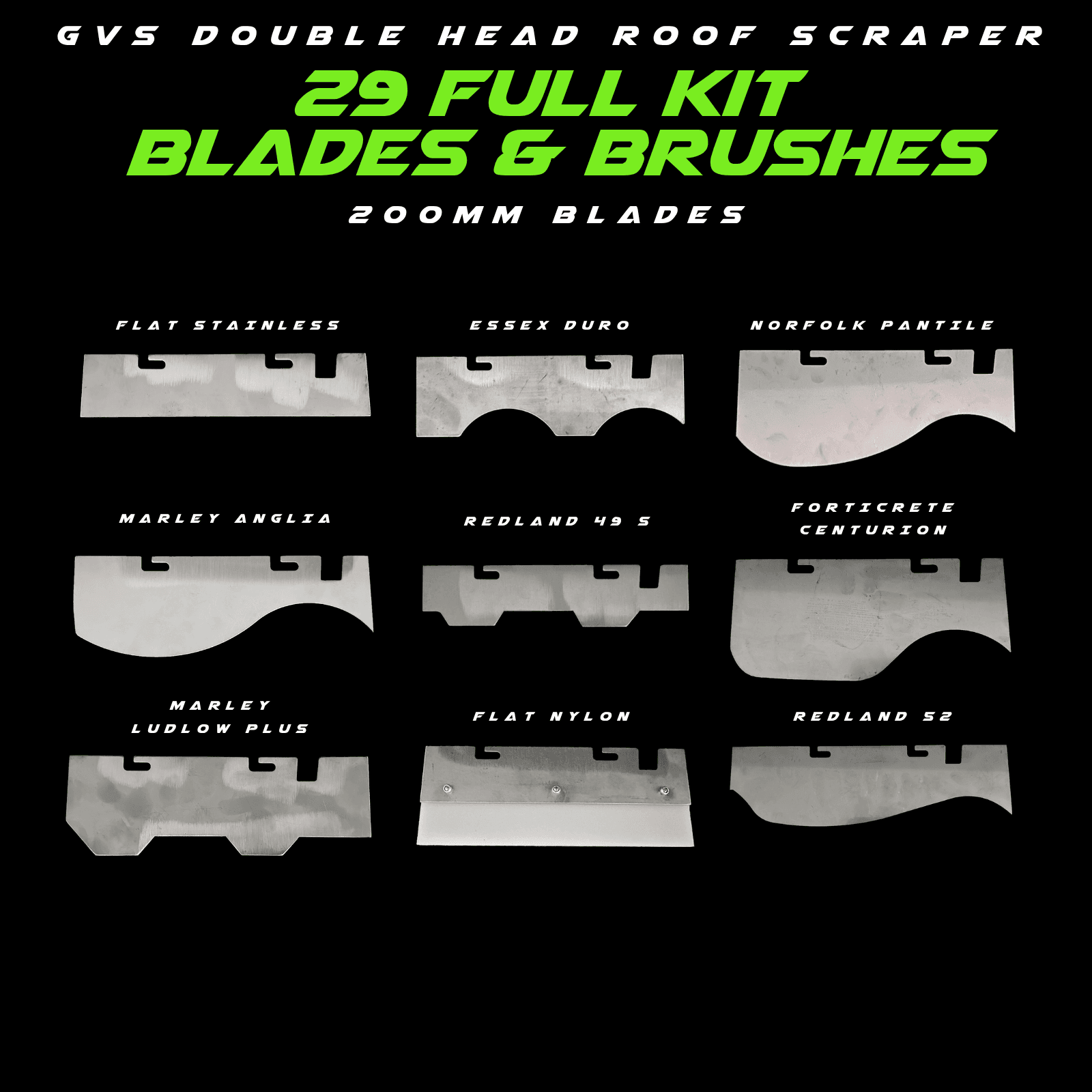 GVS Double Head Roof Scraper Kit – 29 Blades and Brushes - Gutter ...